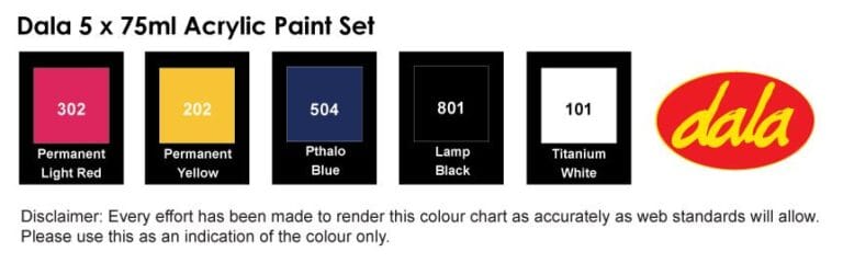 Dala Acrylic Paint Set - 5 x 75mm - Arena Stationery Supplies