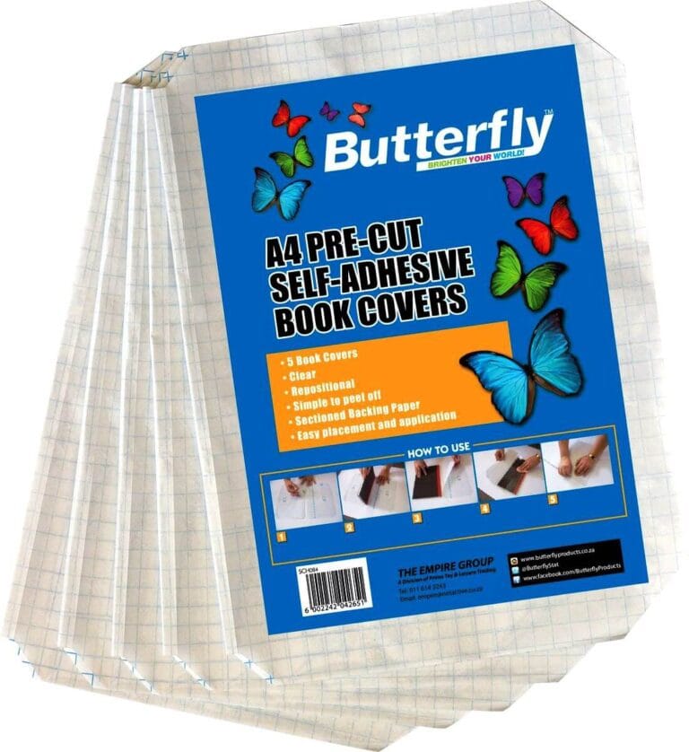 BUTTERFLY | MARLIN A4 Pre Cut Self Adhesive Book Covers (Clear Only) 5 ...
